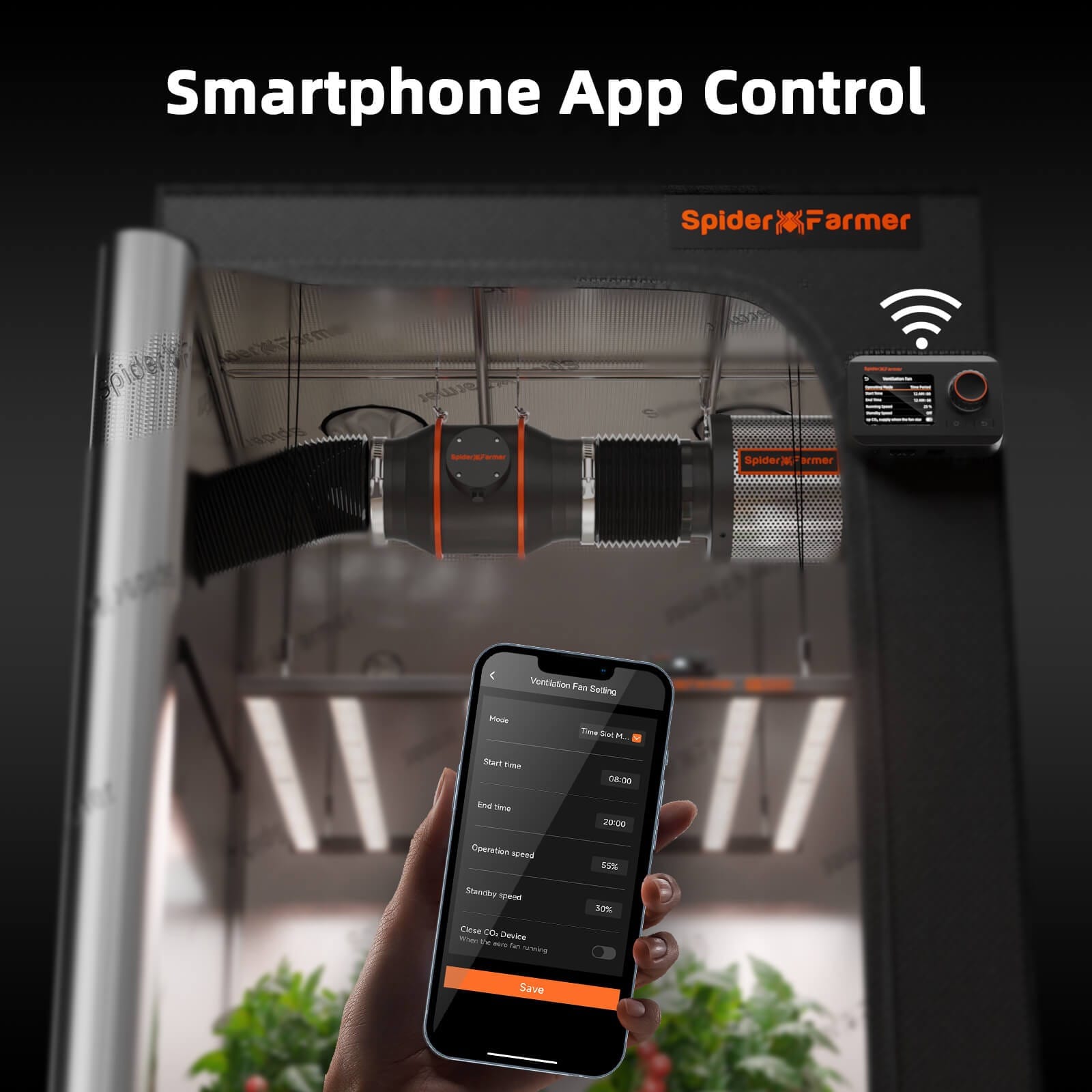 Spider Farmer 6-Inch Inline Fan Combo GGS Controller